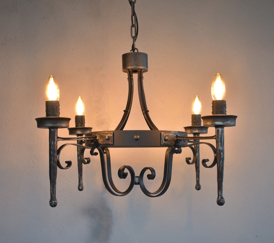 Forged Iron Chandelier,medieval Wrought Iron Chandelier - Etsy