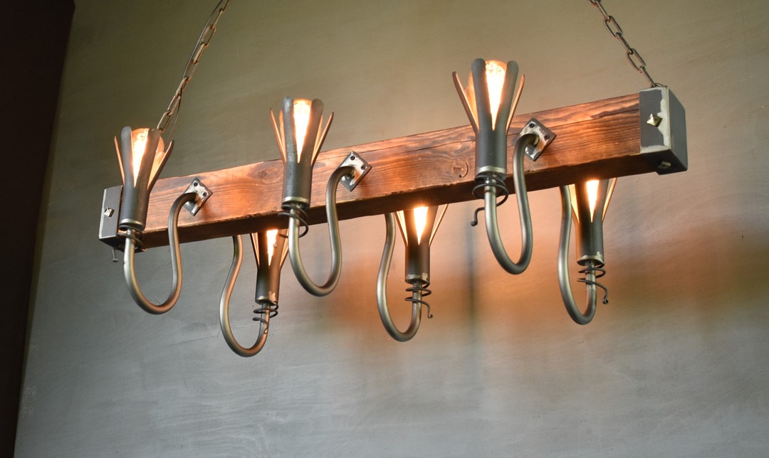 Wrought Iron Rustic Chandelier,farmhouse Style Chandelier,wooden ...