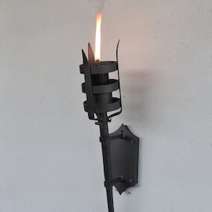 Medieval Forged Torch Lamp, Forged Oil Wall Lamp, Torch Oil Wall Sconce ...