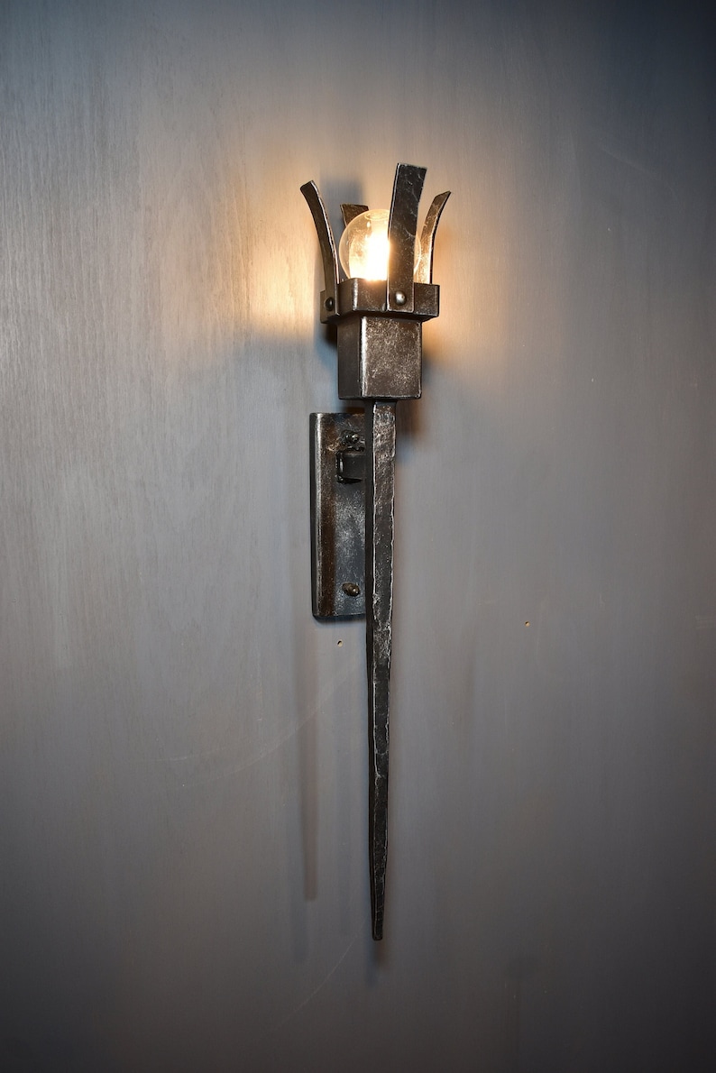 Medieval Wall Sconce,wall Mounted Torch Light,wrought Iron Lamp - Etsy