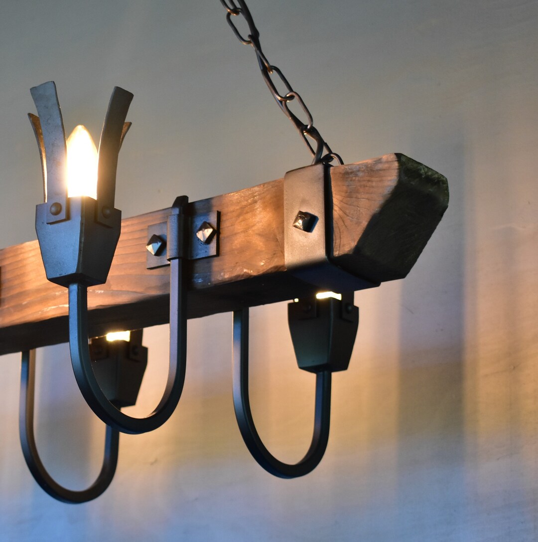 Rustic Style Chandelier,rustic Wrought Iron an Wood Chandelier ...