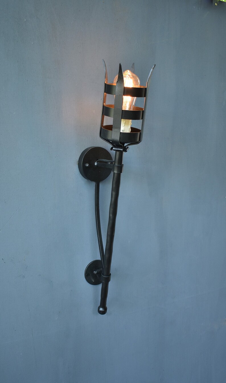 Hand Forged Wrought Iron Medieval Wall Sconce - Gothic Torch Light - Etsy