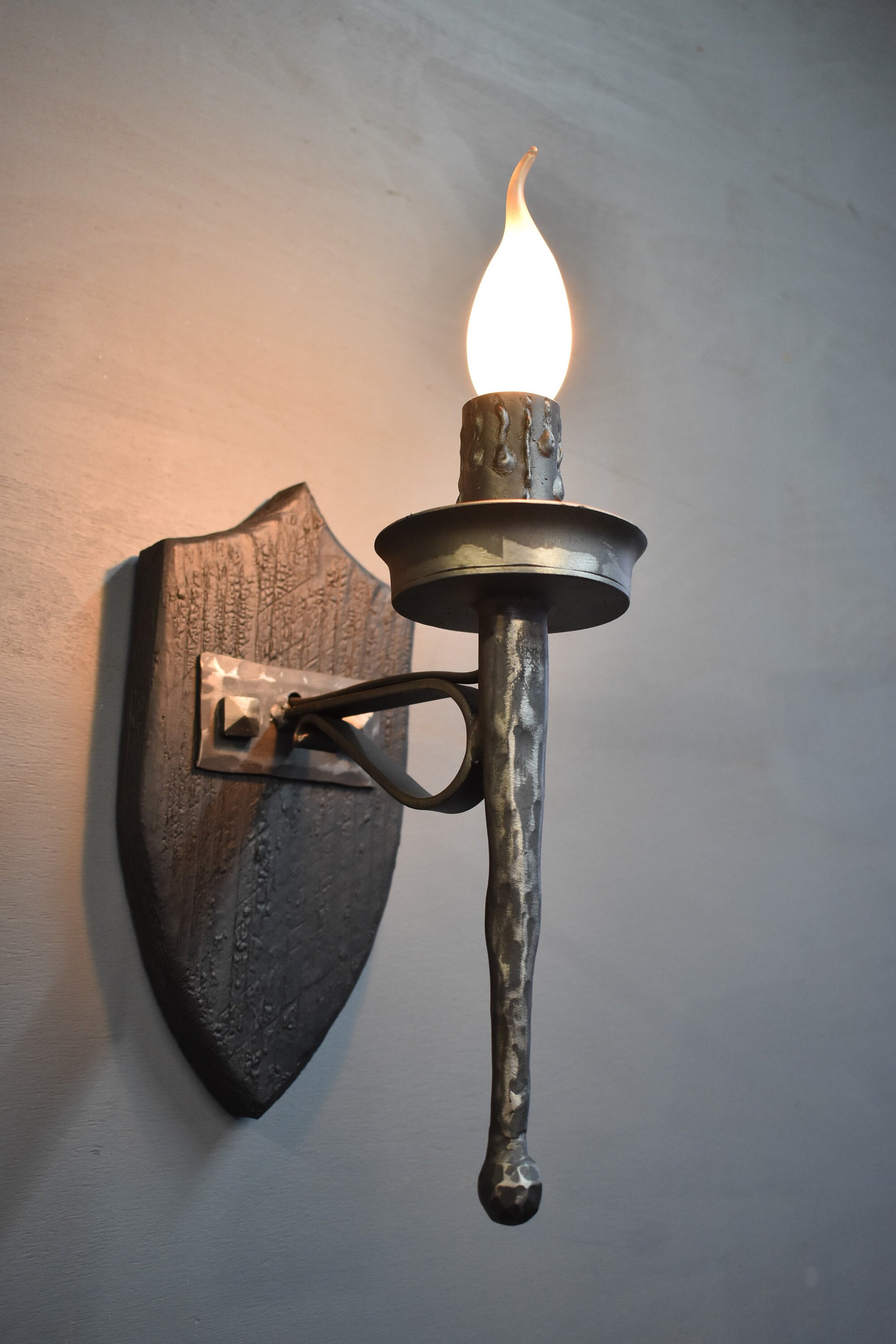 Medieval Wall Sconce Gothic Wrought Iron Light Gothic Wall Lamp Forged