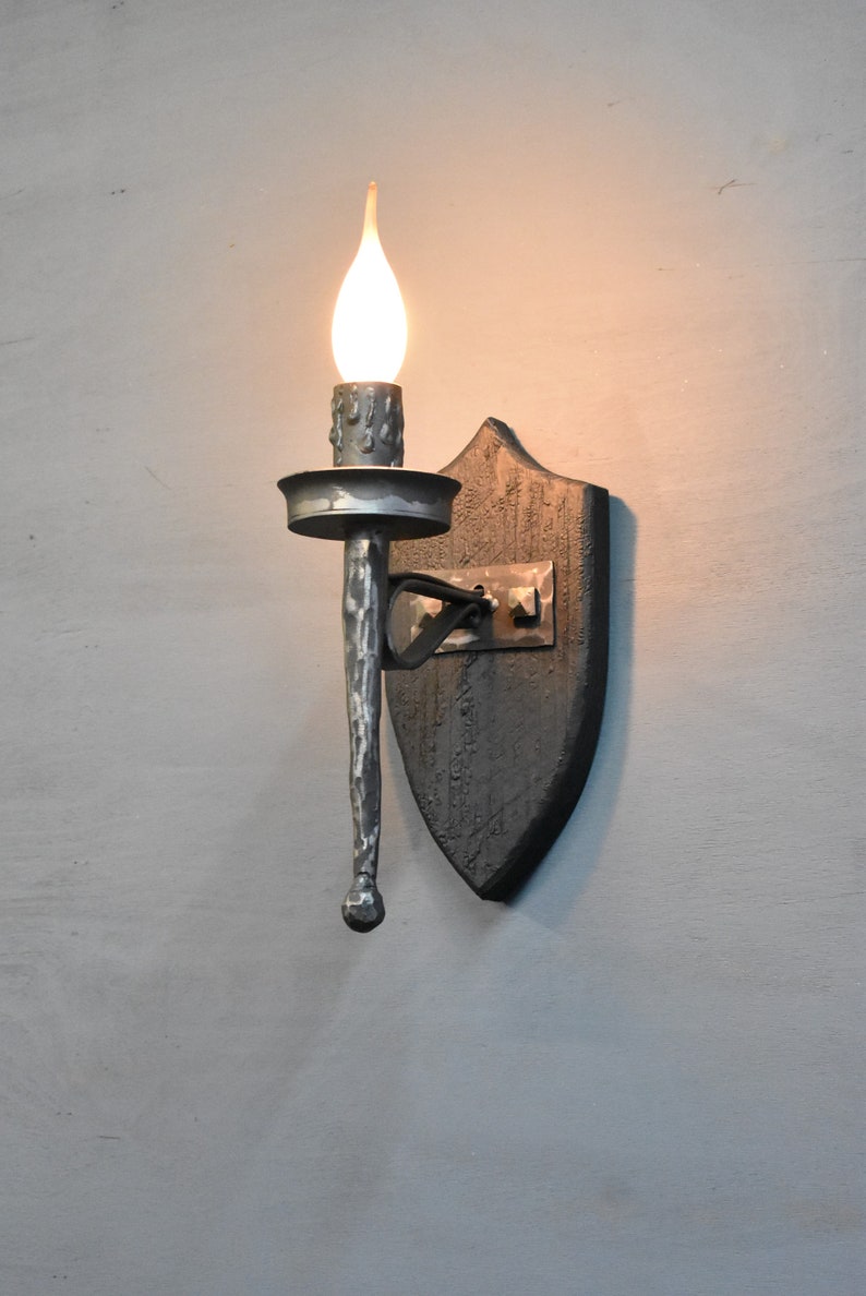 Medieval Wall Sconce,gothic Wrought Iron Light,gothic Wall Lamp,forged ...