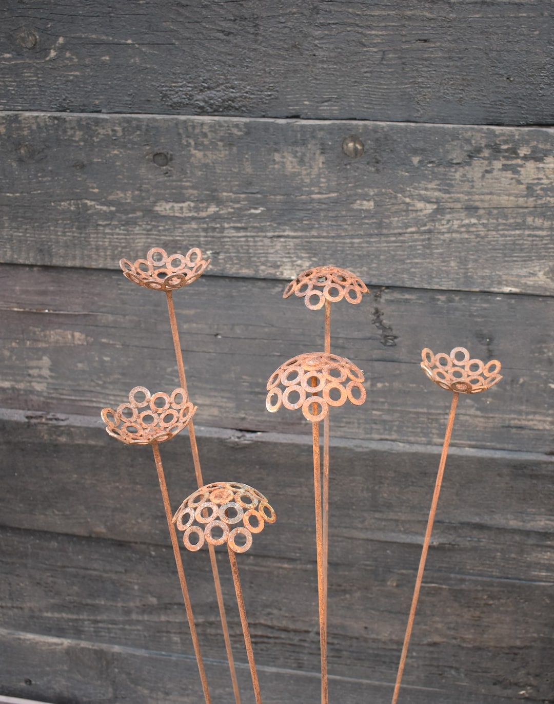 Set of Six Garden Rusty Flowers,rusty Garden Sculpture, Yard Decoration ...