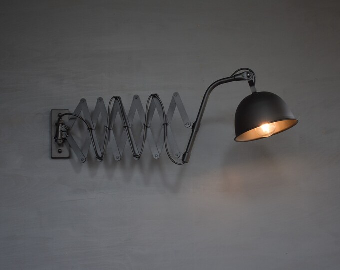 Scissors Lamp, Scissor Lamp With Brass Dome Shade, Accordion Wall Lamp ...