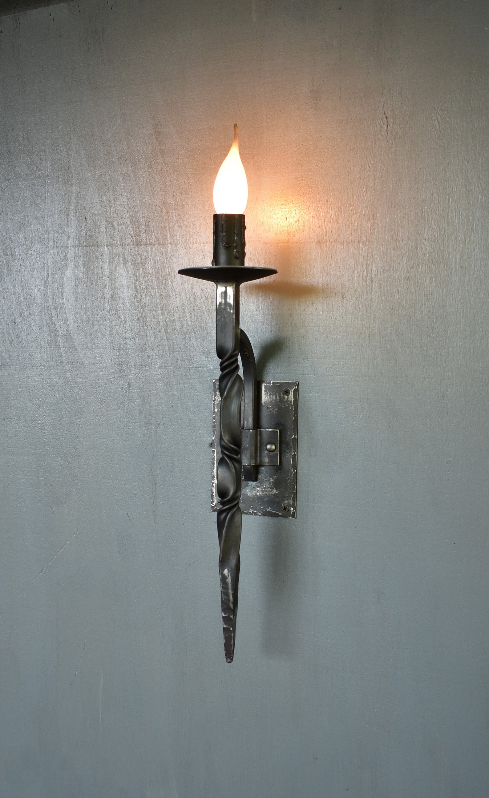 Hand Forged Wall Sconce,wrought Iron Torch Light,medieval Sconce Light ...