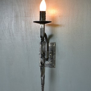 Hand Forged Torch Sconce,wrought Iron Torch Wall Lamp,medieval Sconce ...