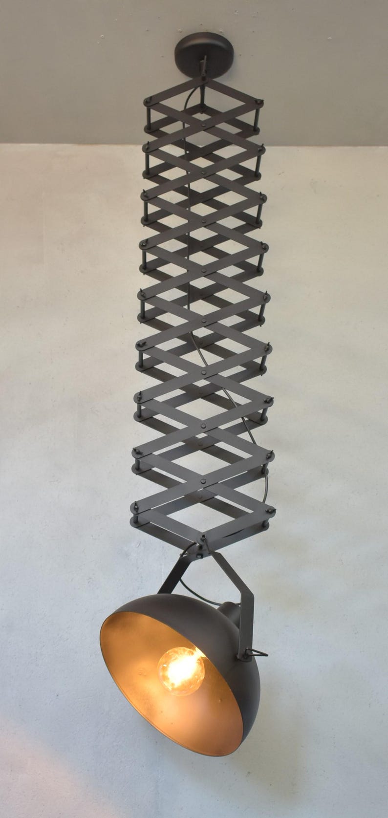 Large Scissor Pendant Lamp,industrial Hanging Lamp,accordion Light - Etsy