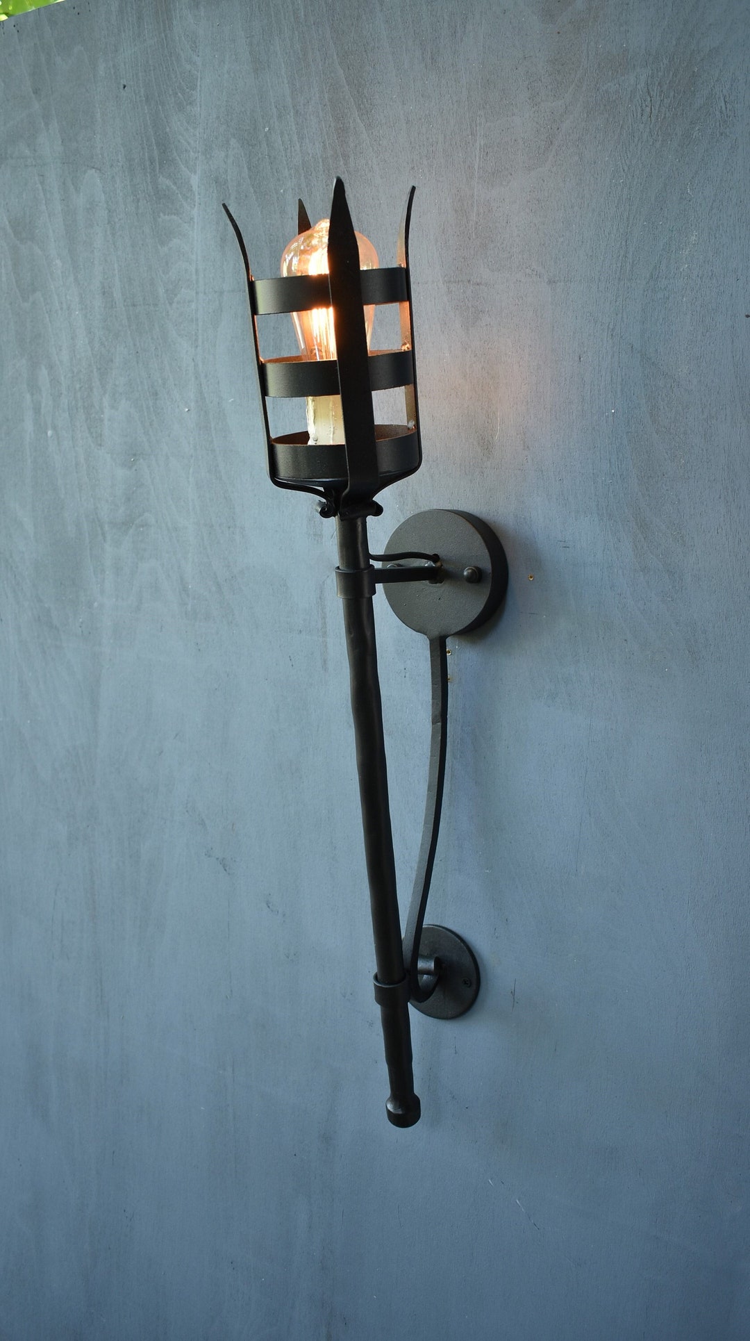 Medieval Wall Sconce,wrought Iron Torch Shaped Wall Light, Gothic Wall ...