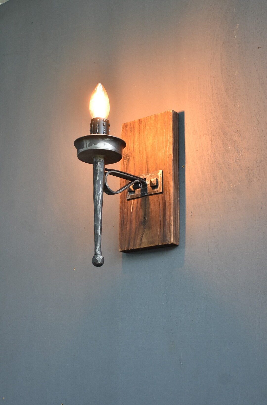 Rustic Candle Sconce Light,torch Shaped Wall Lamp,medieval Torch Sconce ...