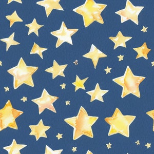 Gold Star Digital Paper, Seamless Celestial Textures, Printable ...