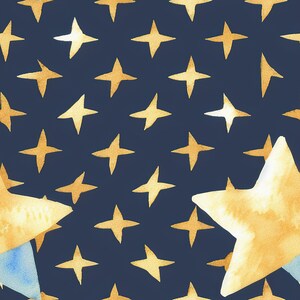 Gold Star Digital Paper, Seamless Celestial Textures, Printable ...