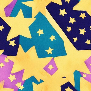 Gold Star Digital Paper, Seamless Celestial Textures, Printable ...