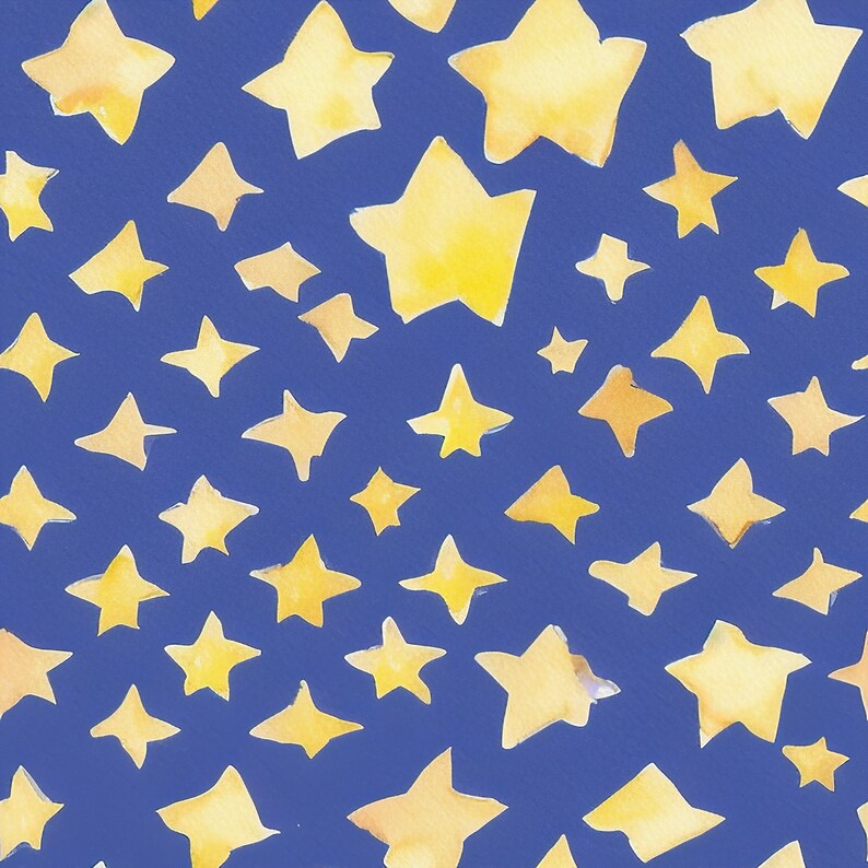 Gold Star Digital Paper, Seamless Celestial Textures, Printable ...