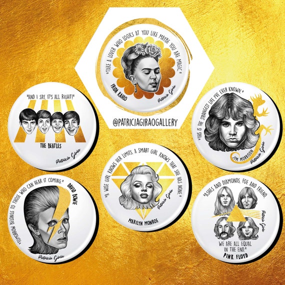 Bagde set or Individual of Frida Kahlo Marylin Monroe Pink - Etsy