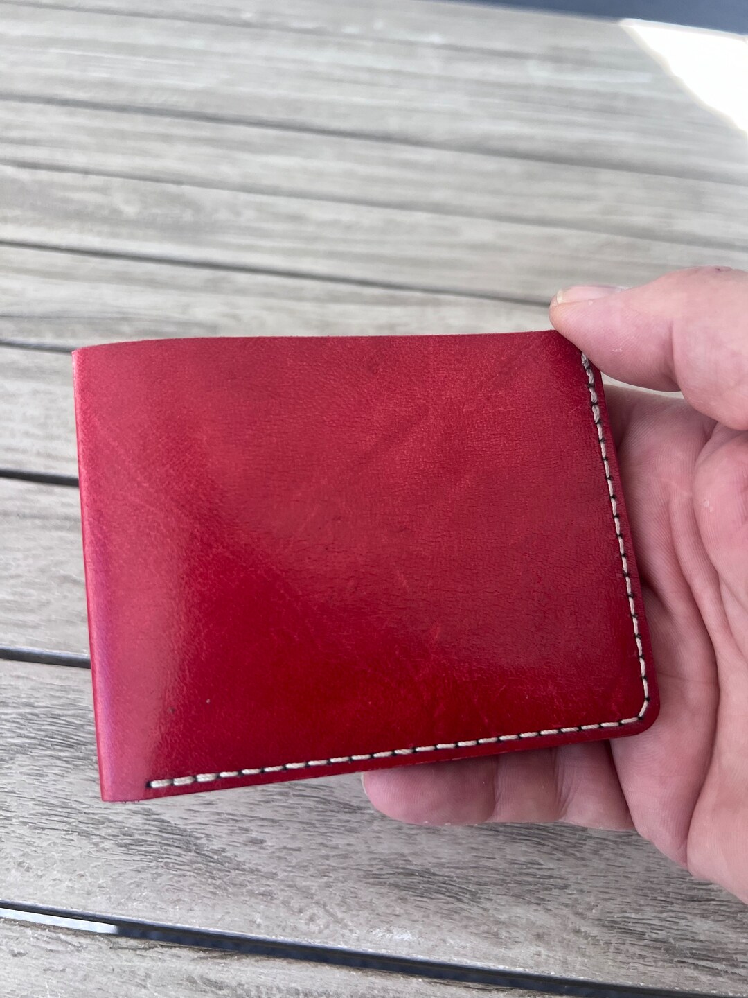 Minimalist Red Wallet, Durable Kangaroo Leather Bifold Wallet, Gift for ...