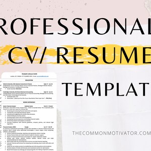 Standard Professional Cv/resume Template for Word and Google - Etsy