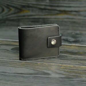 Leather Wallet for Men, Bifold Wallet With Snap Button Closure, Leather ...