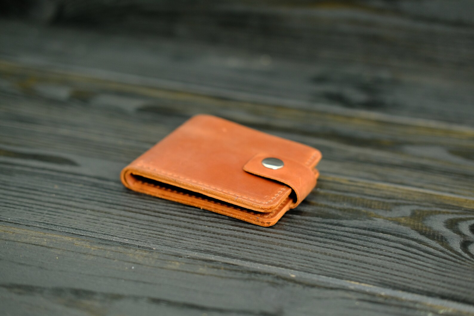 Leather Wallet for Men Bifold Wallet With Snap Button - Etsy