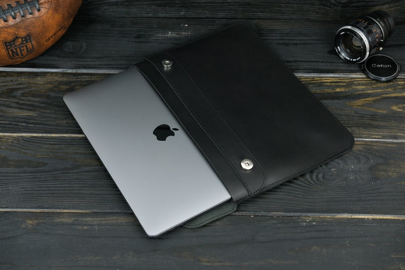 Leather Laptop Case With Snap Buttons Laptop Flap Bag - Etsy