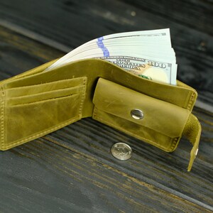 Leather Wallet for Men, Bifold Wallet With Snap Button Closure, Leather ...