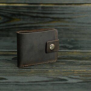 Leather Wallet for Men, Bifold Wallet With Snap Button Closure, Leather ...
