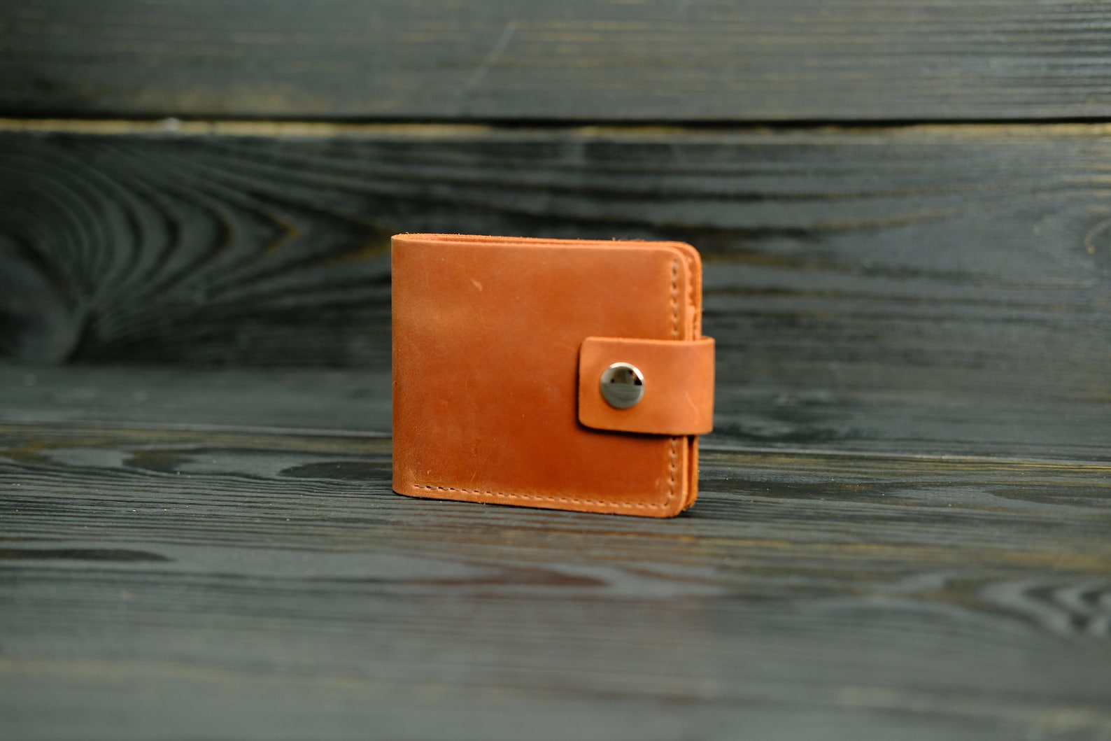 Leather Wallet for Men Bifold Wallet With Snap Button - Etsy