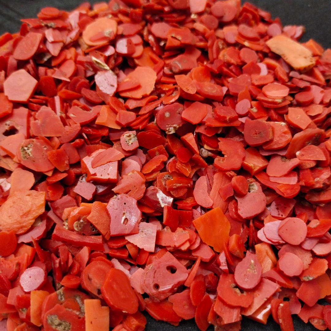 100%natural Red Coral Cutting Chip Rough, Italian Coral Loose Gemstone ...