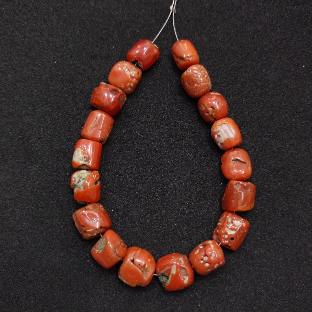 Natural Red Orange Coral Beads Gemstone, Italian Undyed Red Coral ...