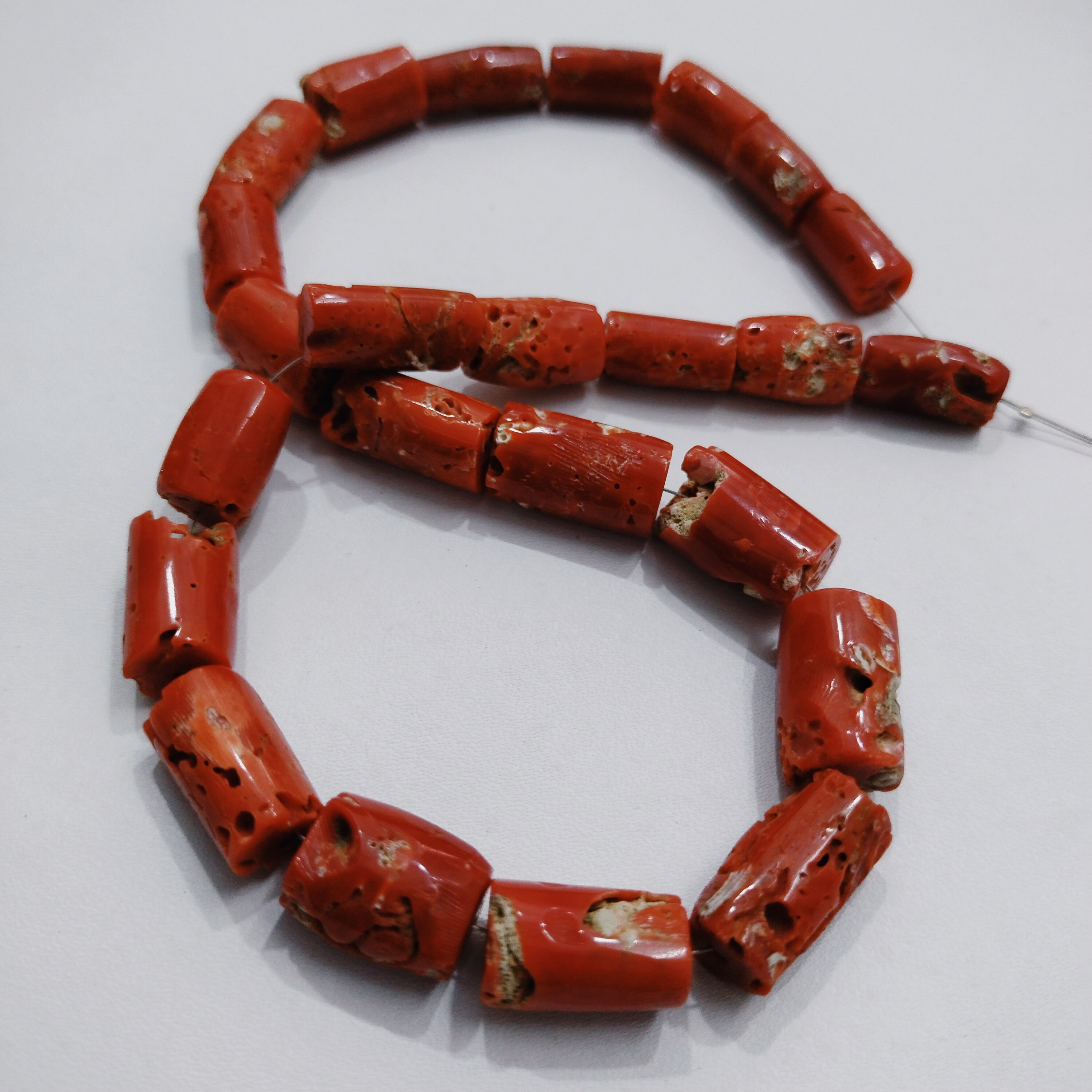 Genuine Vintage Red Coral Beads Gemstone-mediterranean Coral Big Tube ...