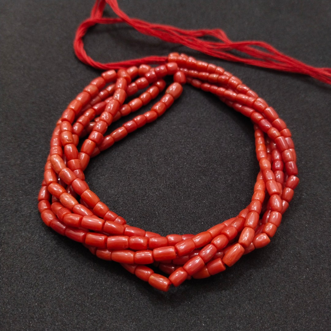 Top Quality Italian Red Coral Drum Shape Beads-mediterranean Red Coral ...