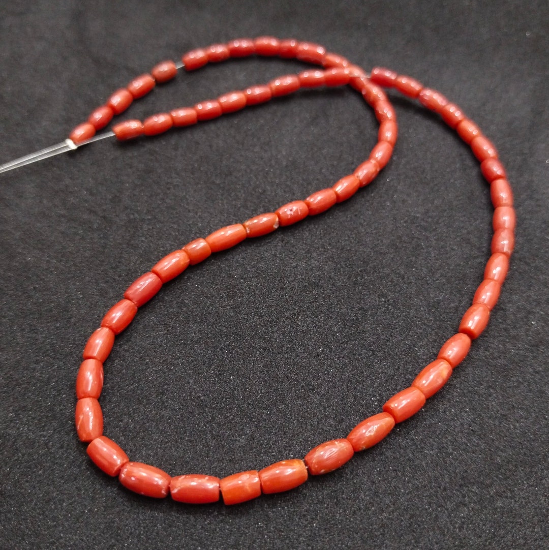 Antique Vintage Red Coral Drum Shape Loose Beads-genuine Italy Coral ...