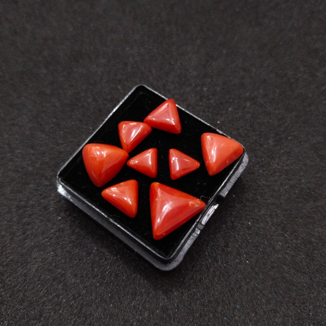 Antique Italian Red Coral Triangle Shape Cabochon-mediterranean Sea Red ...