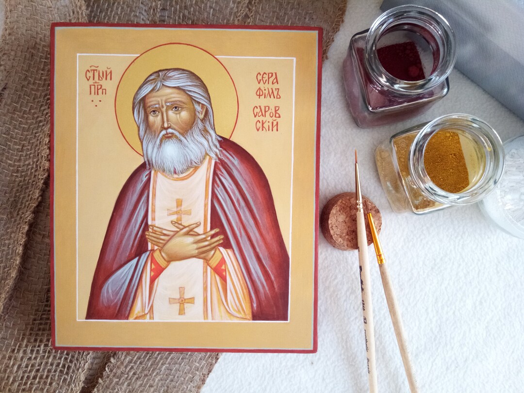 Saint Seraphim of Sarov Icon, Hand Painted Icon, Orthodox Icon ...