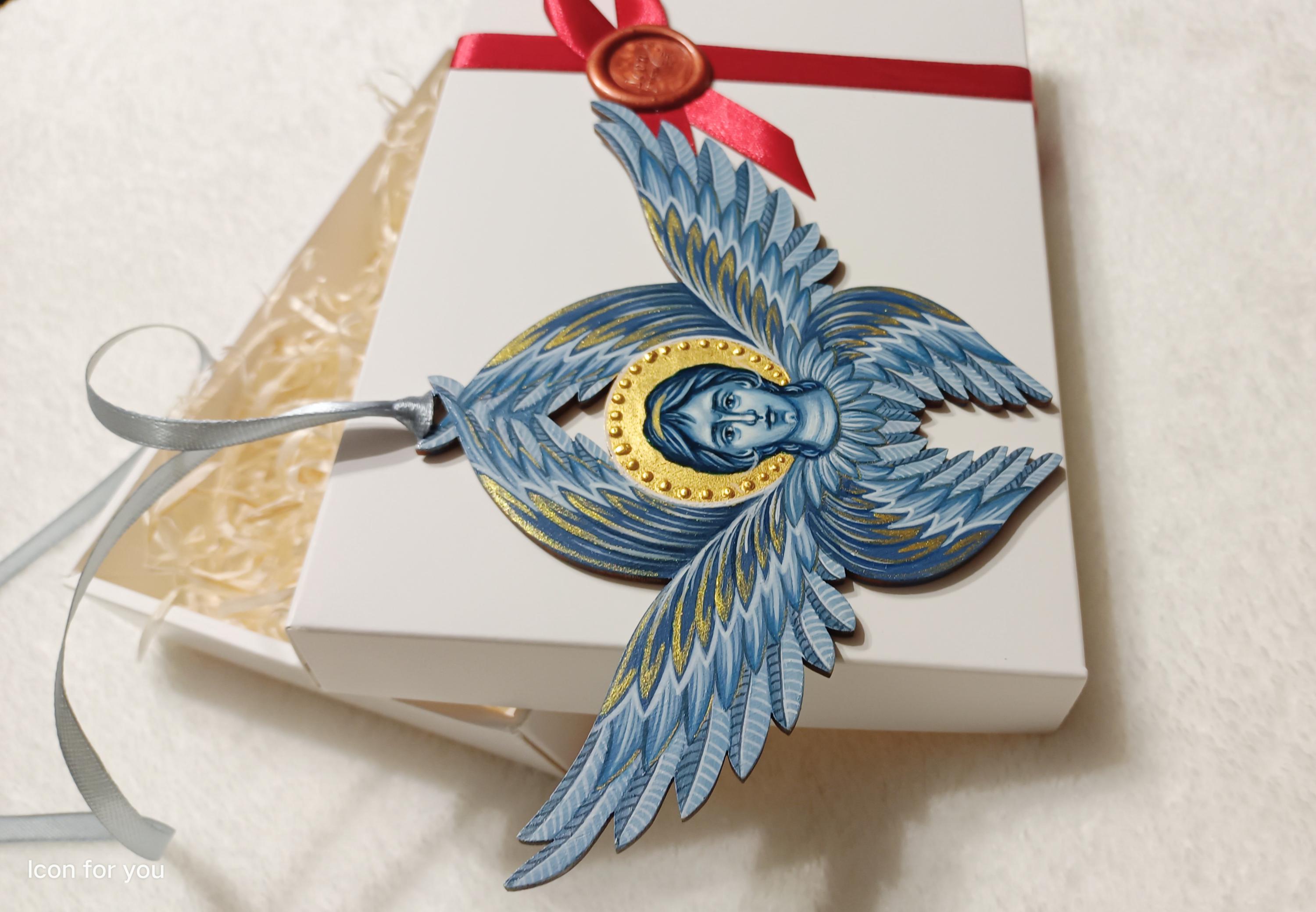 Car Charm Hanging, Angel Wooden Souvenir, 100% Hand Painted, Gilding ...