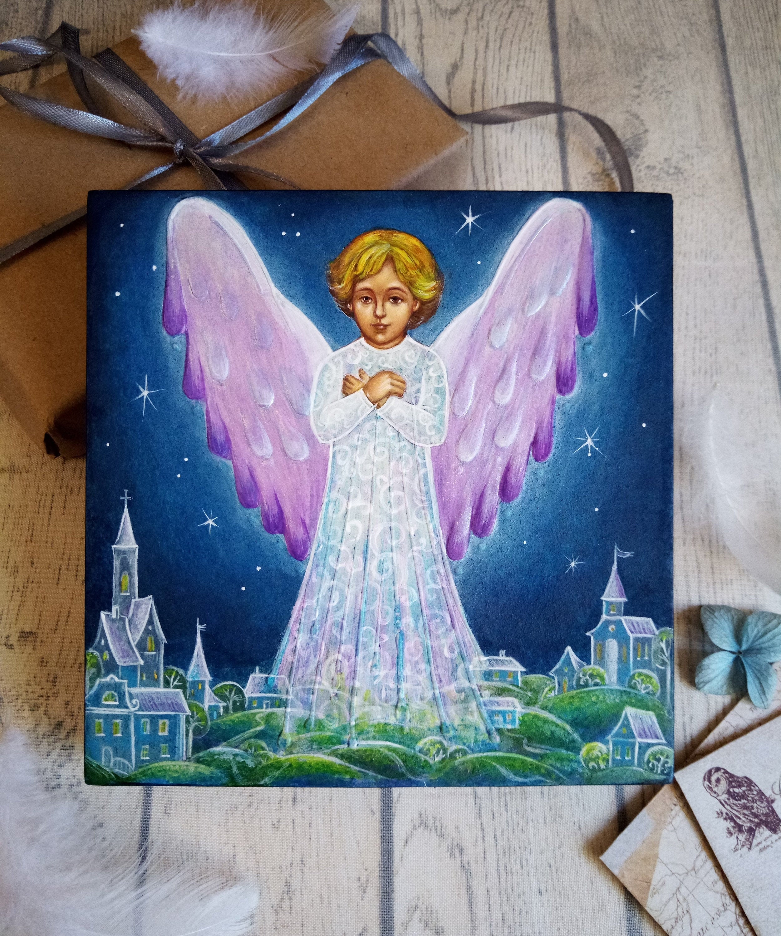Guardian Angel Icon for Baby Boy & Girl, 100% Handpainted Icon ...