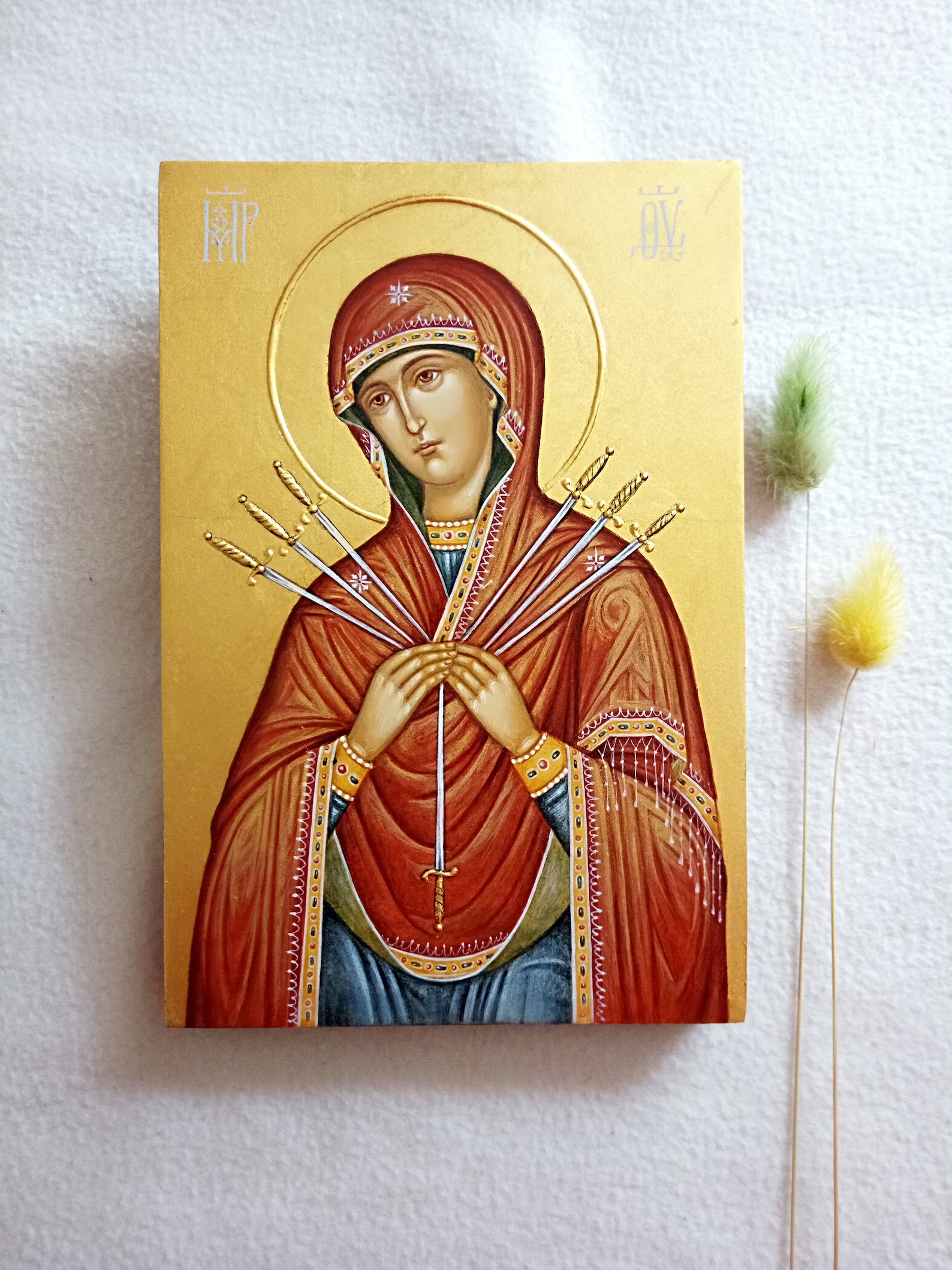 Our Lady of Sorrows Icon Virgin Mary Icon Seven 7 Swords - Etsy