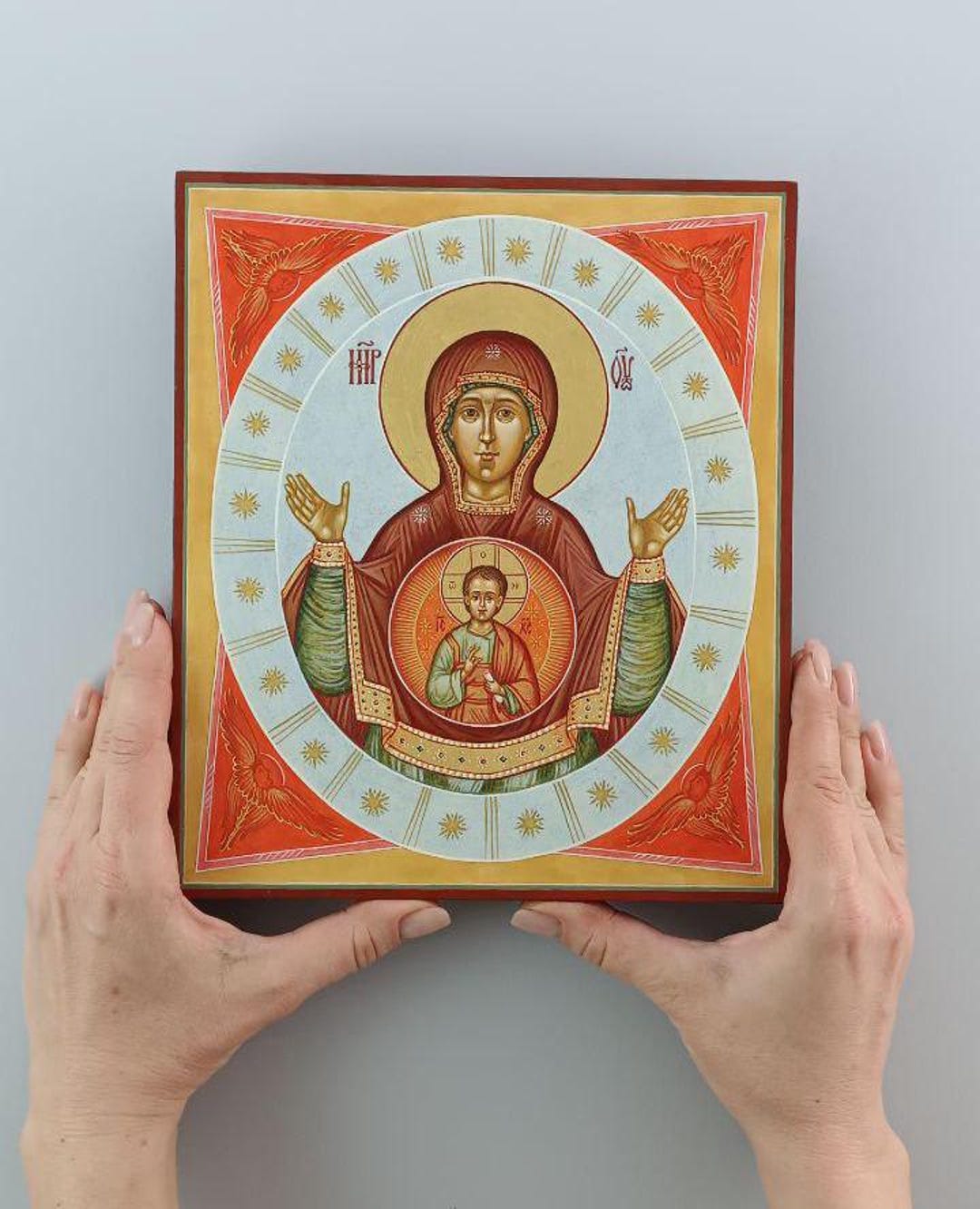 Our Lady of the Sign Icon, Oranta, 100% Handpainted Icon, Jesus ...