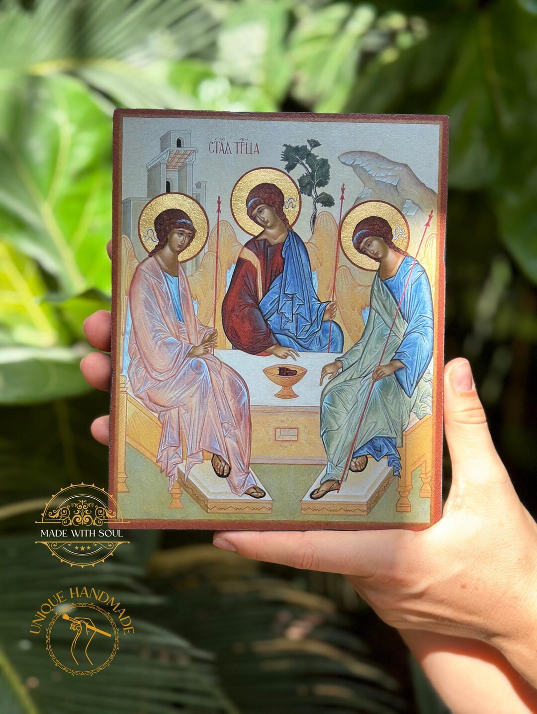 Handmade Holy Trinity by Andrei Rublev Icon, Print, Replica, Orthodox ...