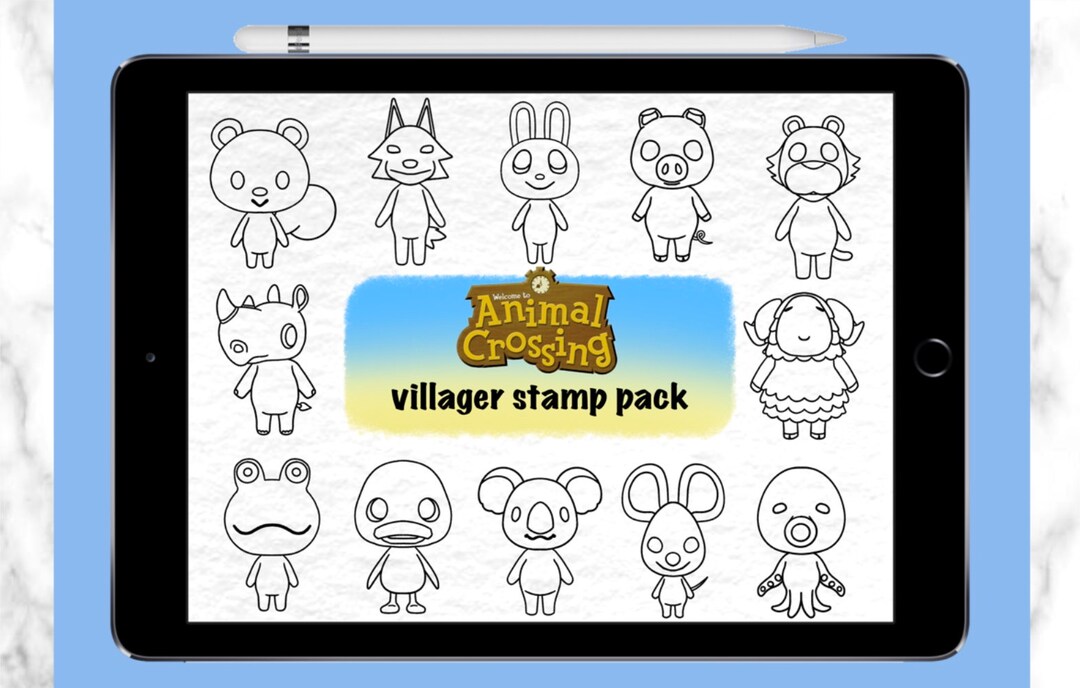 Animal Crossing Villager Procreate Stamps | Outline Brushes | Lineart ...