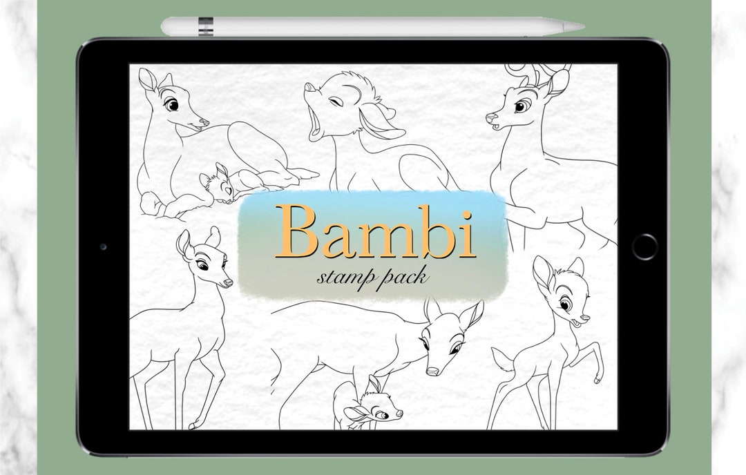 Bambi Procreate Stamps | Outline Brushes | Lineart Stamps - Etsy