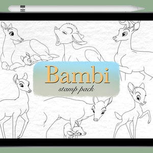 Bambi Procreate Stamps | Outline Brushes | Lineart Stamps - Etsy