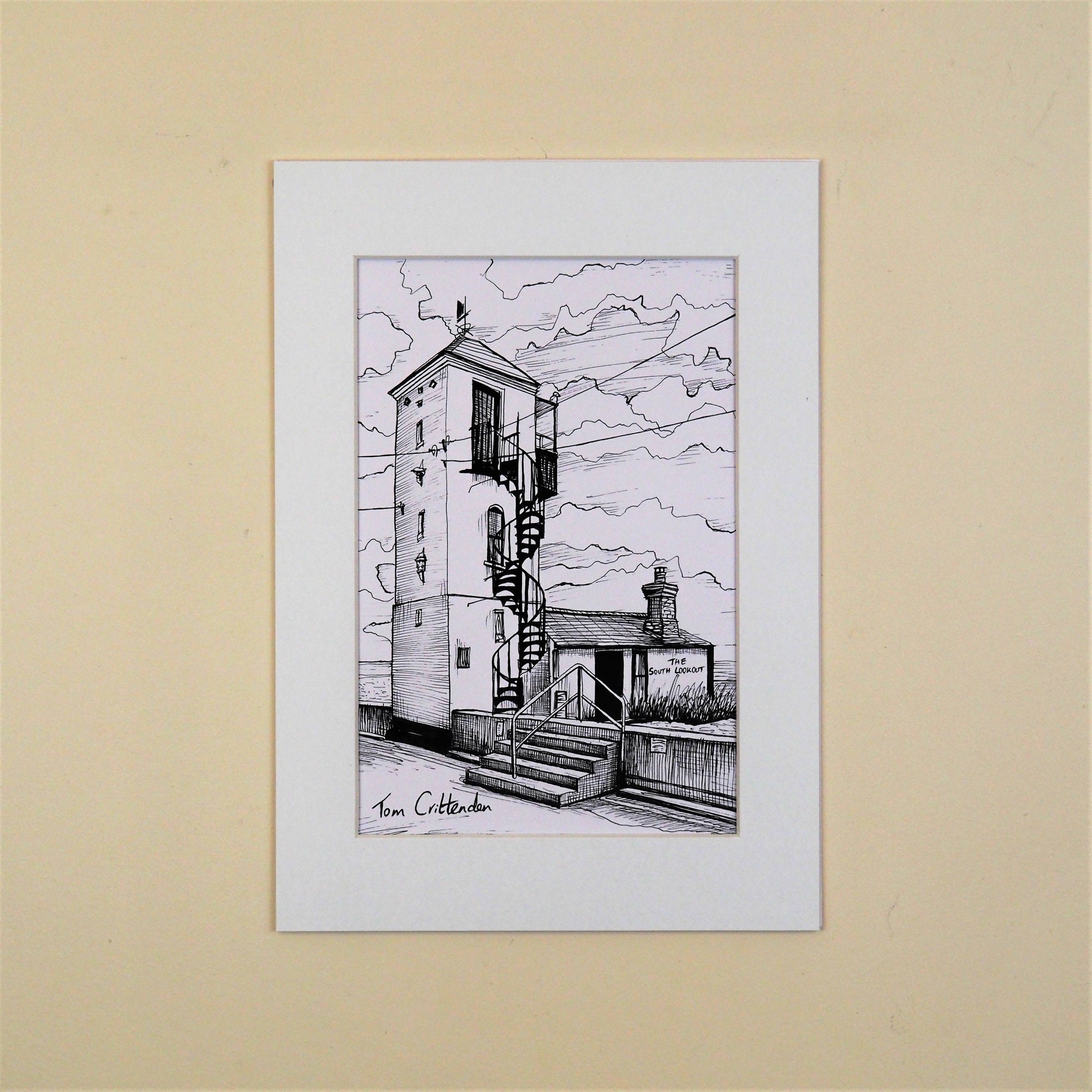 Aldeburgh South Lookout, A4 Ink Sketch Print and Mount - Etsy