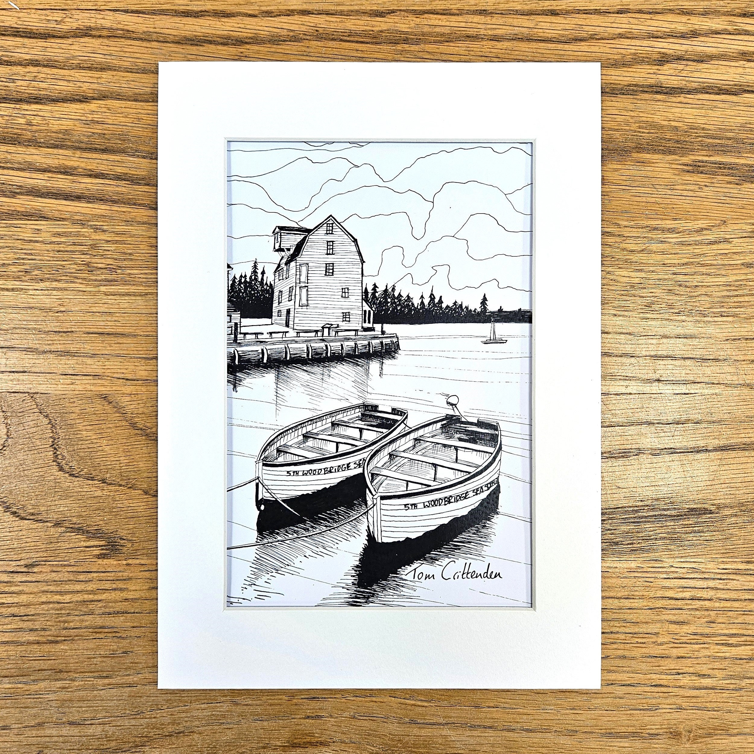 Woodbridge Tide Mill, A4 Ink Sketch Print and Mount - Etsy