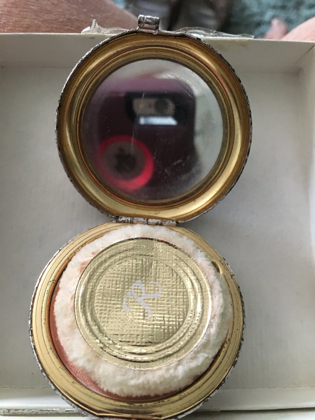 2 Antique Mirrored Powder Compacts - Etsy