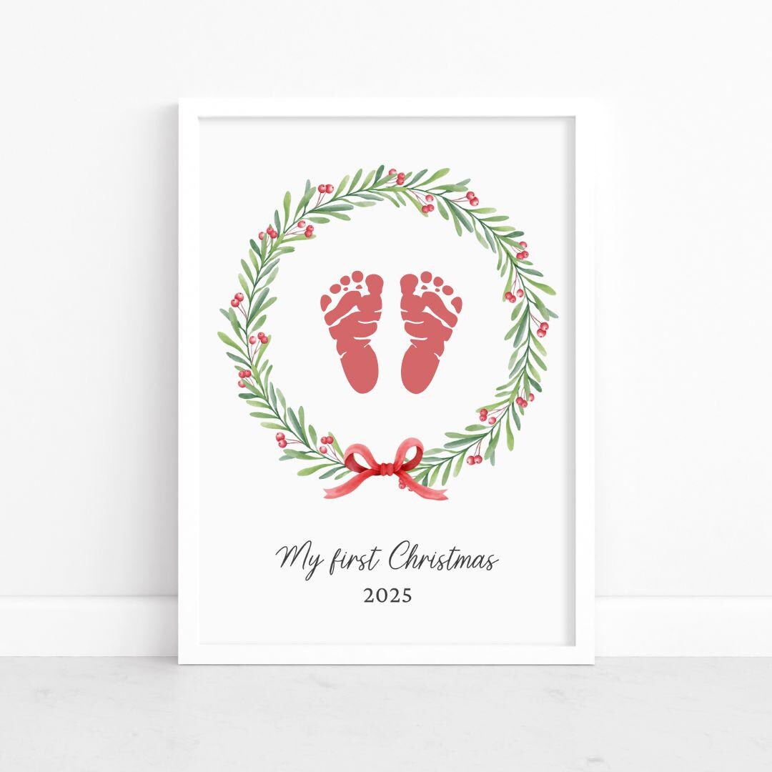 Printable Babies Christmas Handprint Art | My First Christmas Keepsake ...