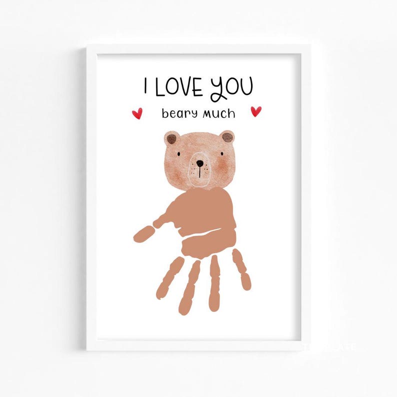 I Love You Beary Much Valentine Handprint Footprint Art Printable ...