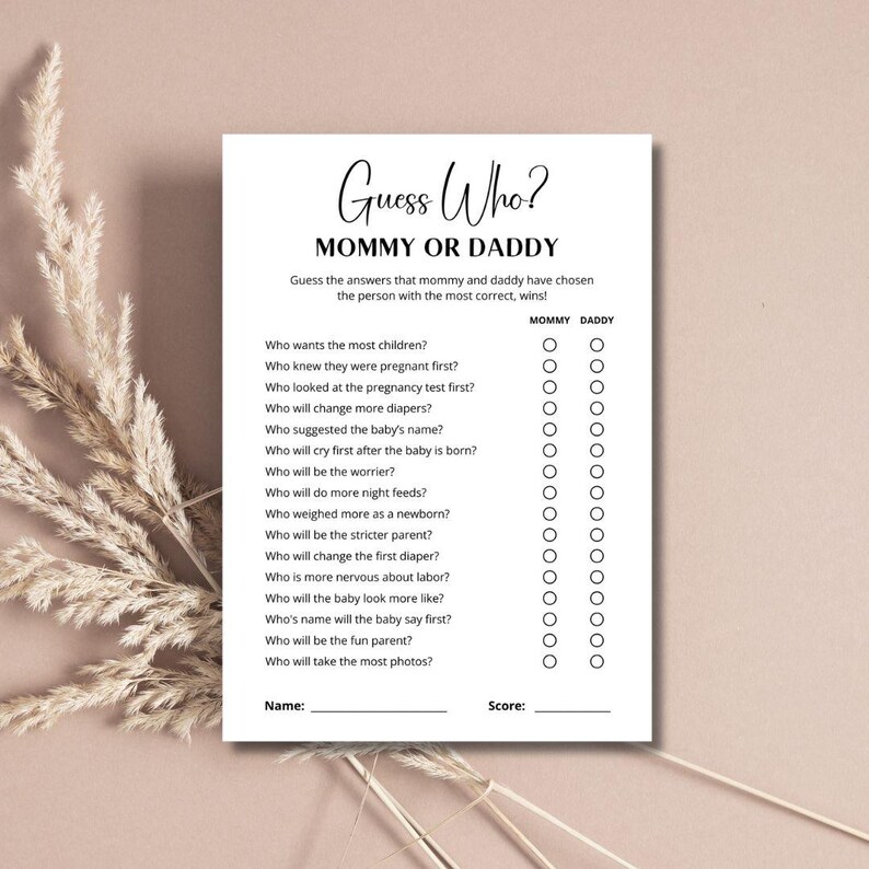 Guess Who Mommy Daddy Baby Shower Game: Editable Template (digital ...
