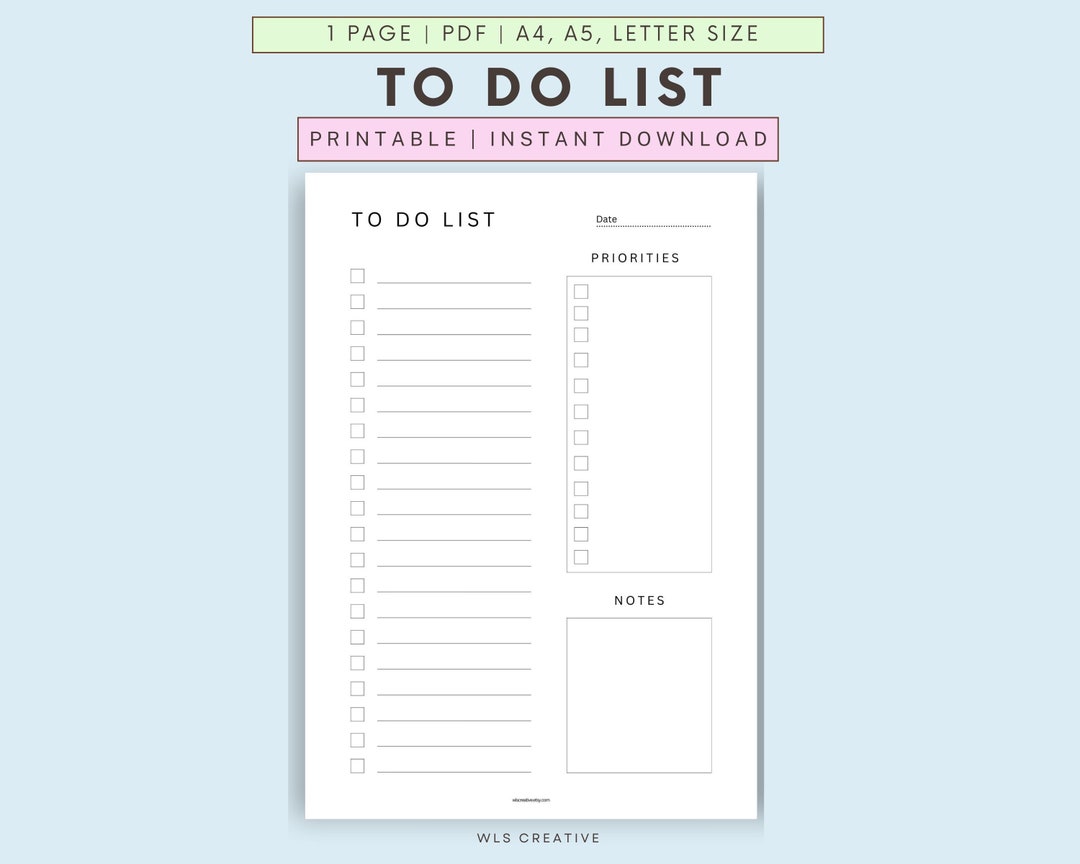 Lista de tareas imprimibles / Plantilla de lista de tareas diarias ...